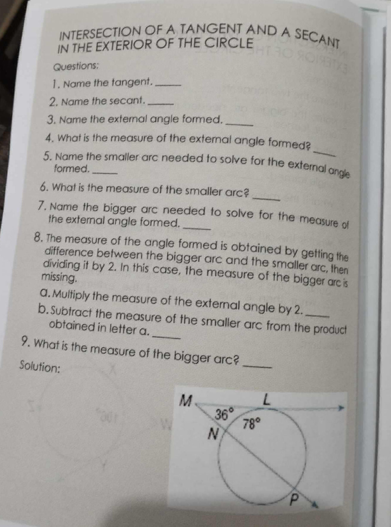 INTERSECTION OF A TANGENT AND A SECANT IN | StudyX