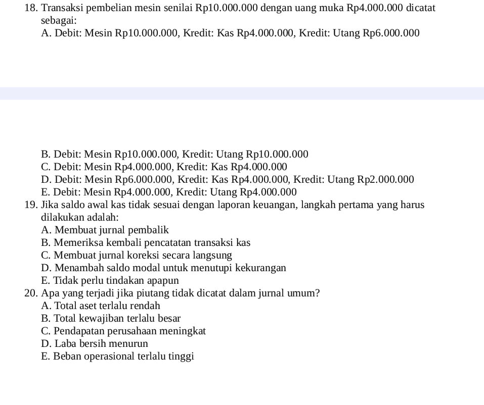 18 Transaksi pembelian mesin senilai | StudyX