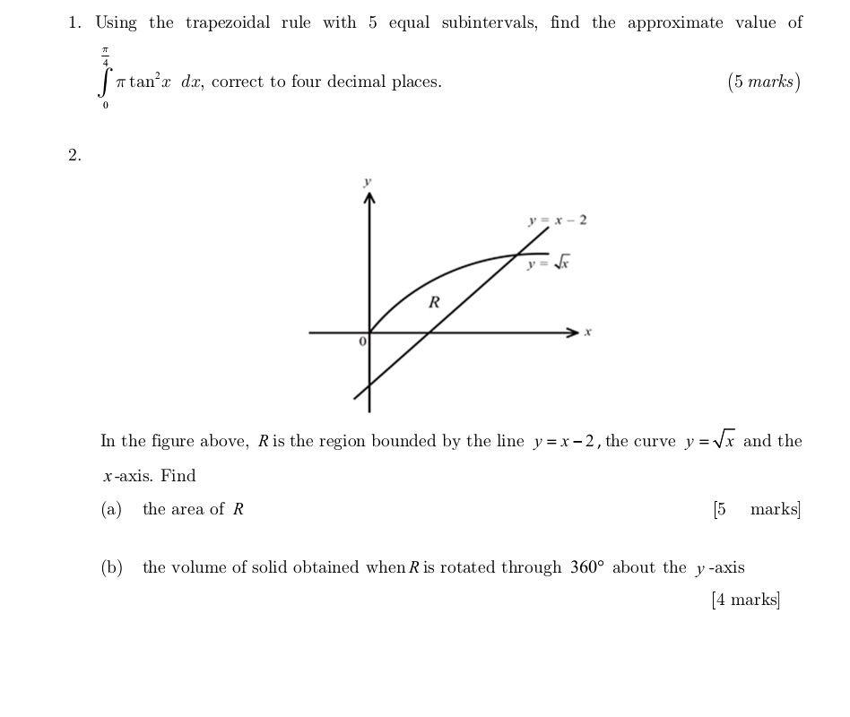 1 Using the trapezoidal rule with 5 equal | StudyX