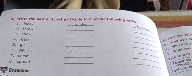 B Write the past and past participle form of | StudyX