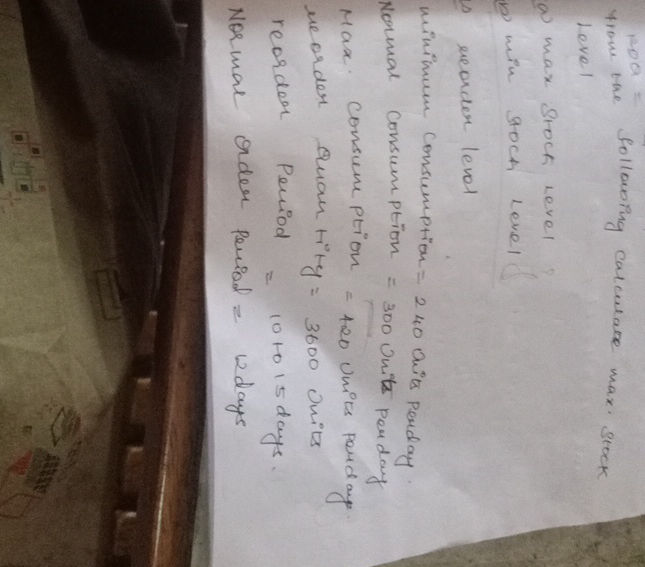 from the following Calculate max Stock Level | StudyX