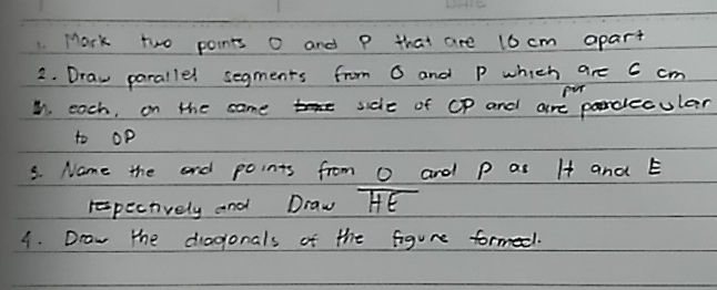 1 Mark two points O and P that are 10 cm | StudyX