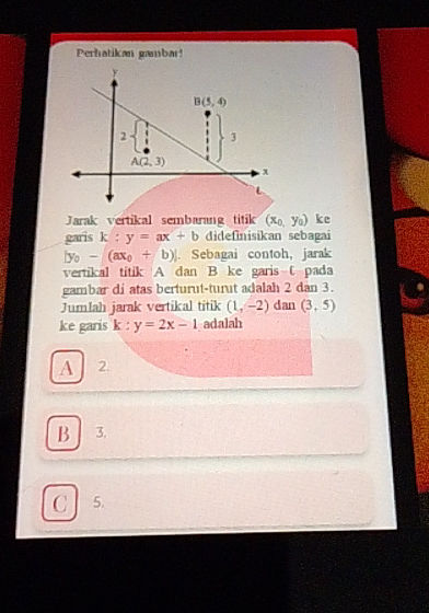 Perhatikan gambar B(54) 2 A(2 3) 3 Jarak | StudyX