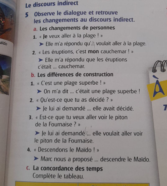 Le discours indirect 5 Observe le dialogue | StudyX