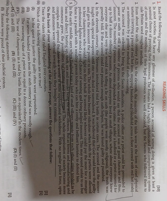 1 Read the following passage READING SKILLS | StudyX