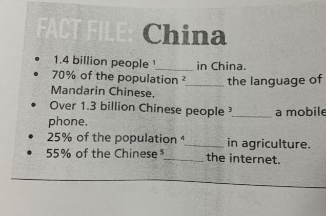 FACT FILE China 14 billion people 1 in | StudyX