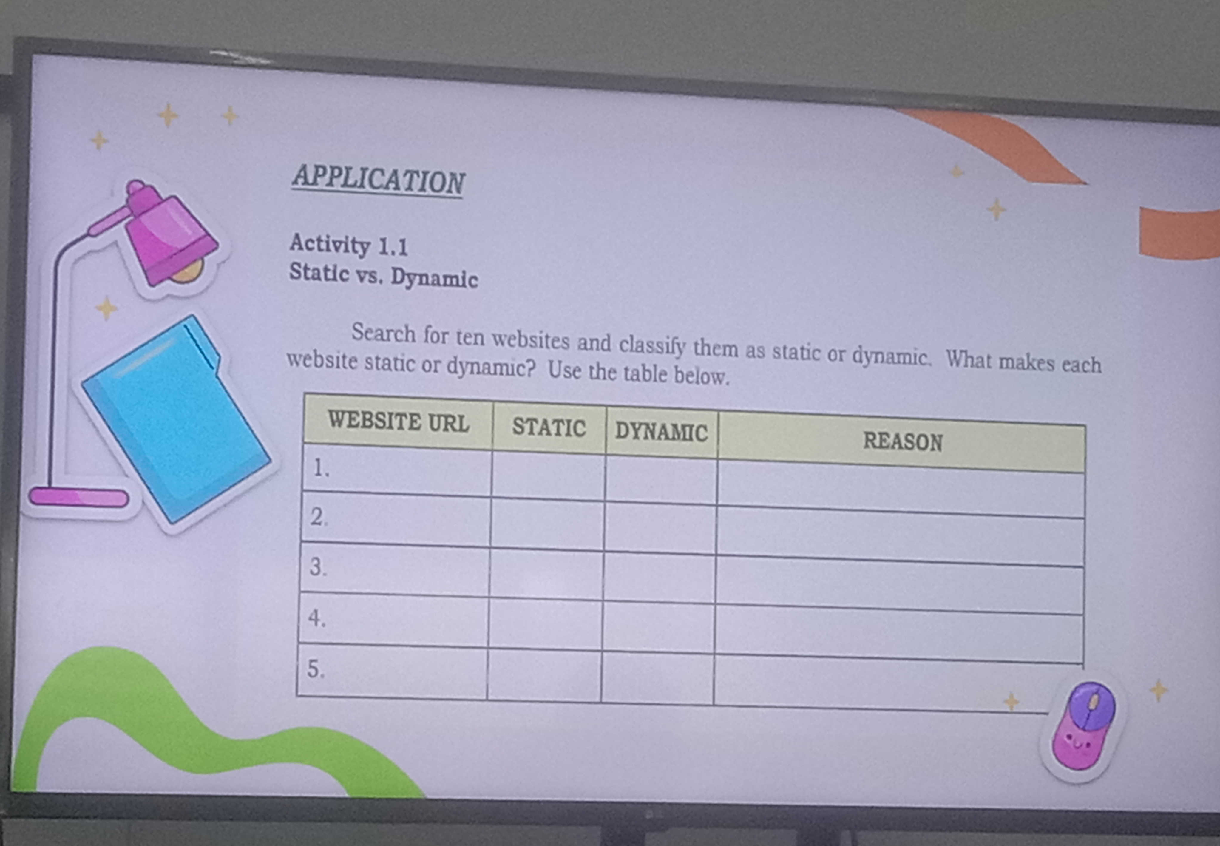 APPLICATIONActivity 11Static vs | StudyX