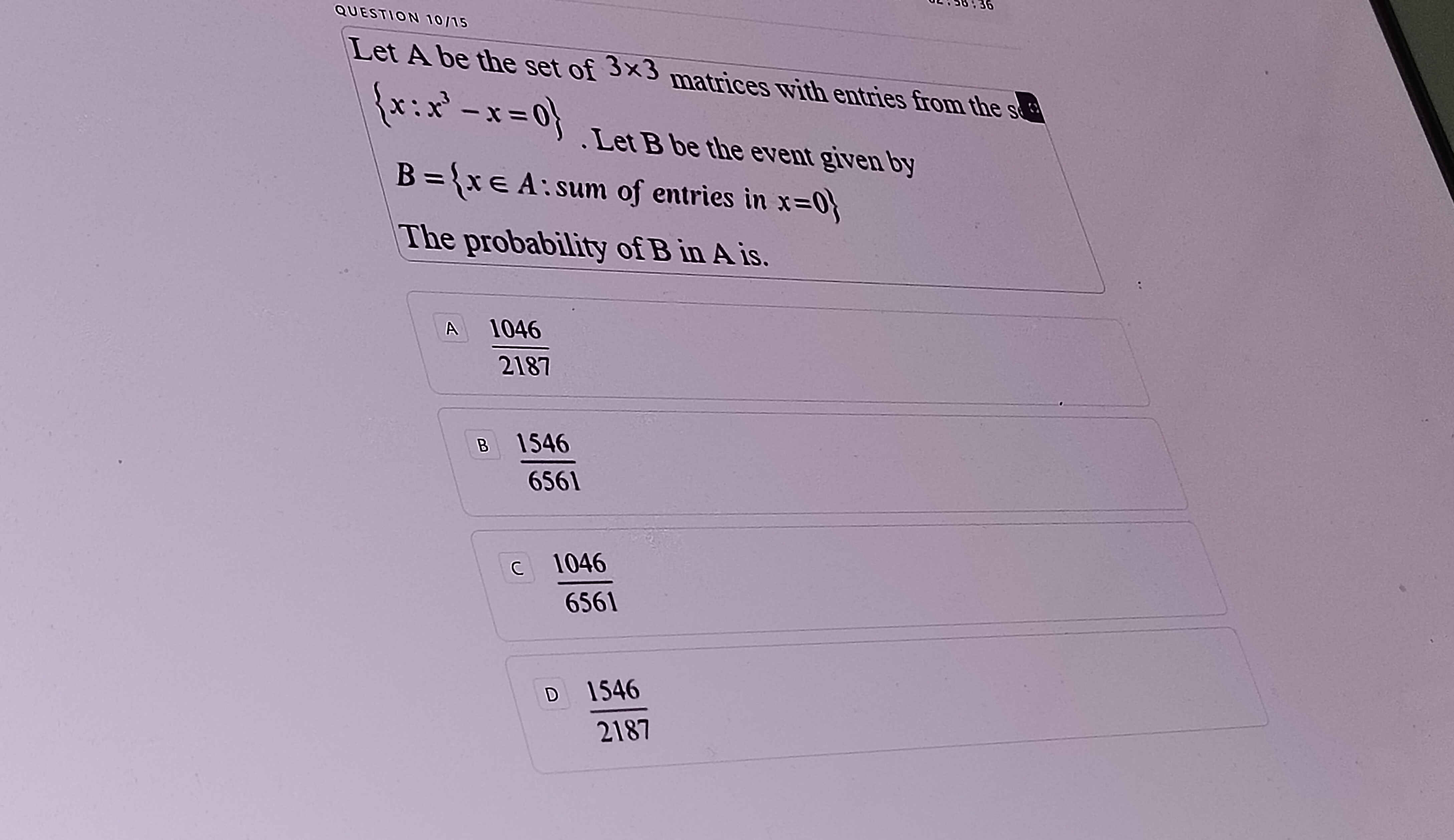 Let A be the set of 3x3 matrices with | StudyX