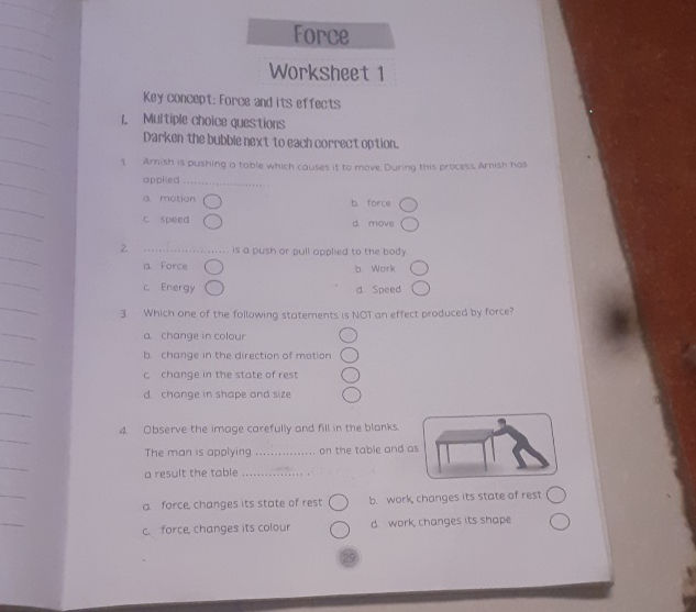 Force Worksheet 1 Key concept Force and its | StudyX