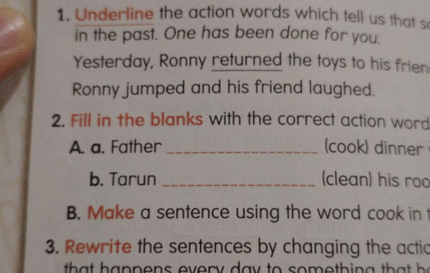 1 Underline the action words which tell us | StudyX