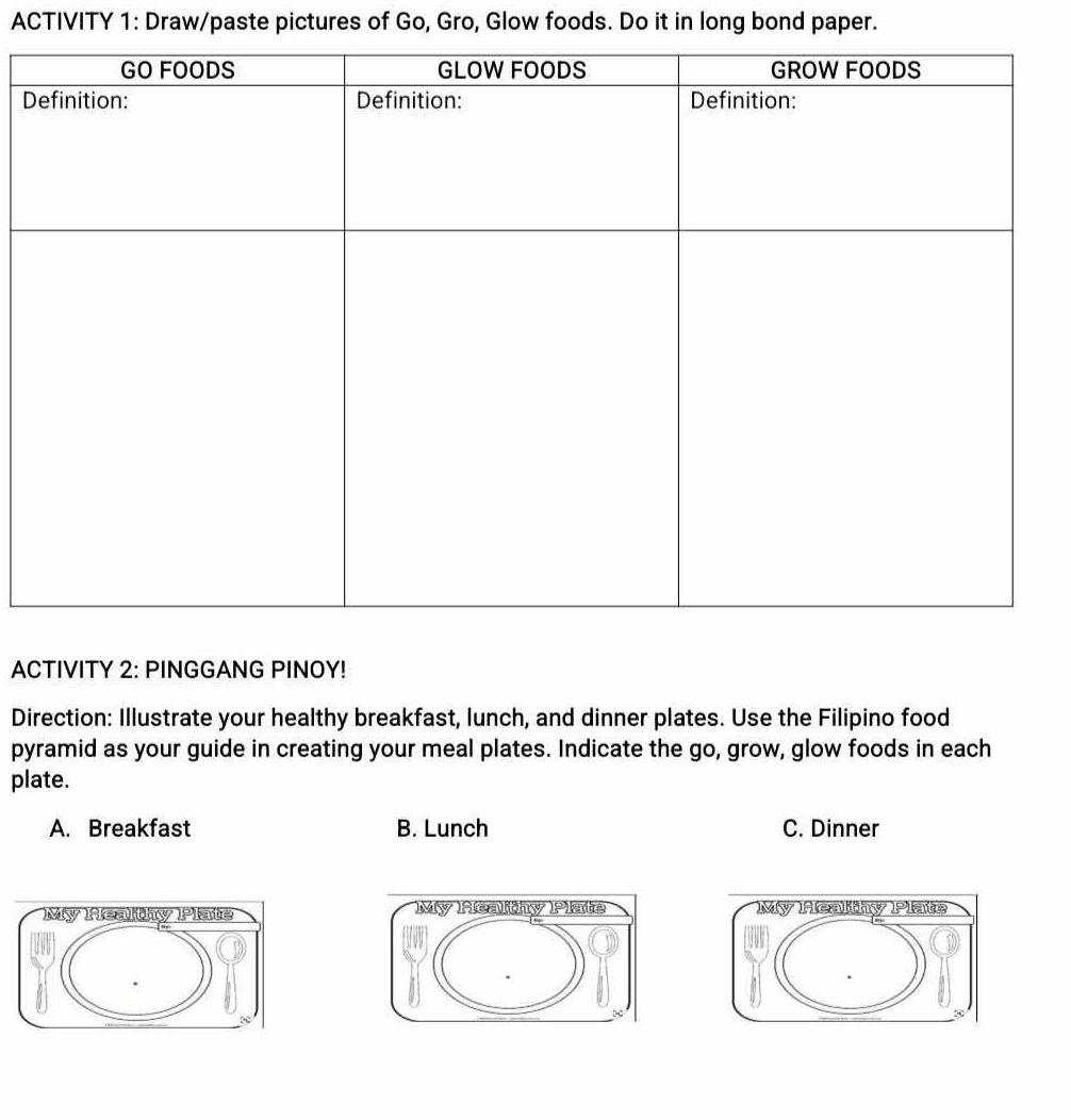 ACTIVITY 1 Draw/paste pictures of Go Gro | StudyX