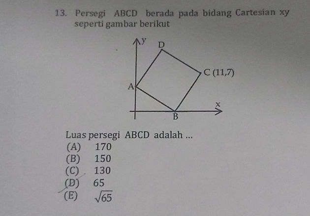 13 Persegi ABCD berada pada bidang Cartesian | StudyX