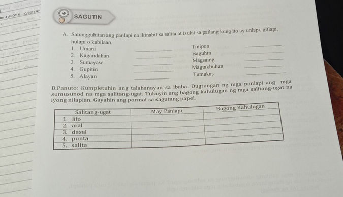 A Salungguhitan ang panlapi na ikinabit sa | StudyX
