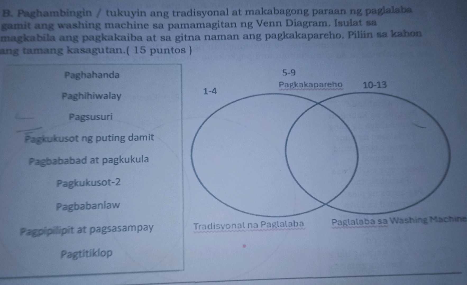 B Paghambingin / tukuyin ang tradisyonal at | StudyX