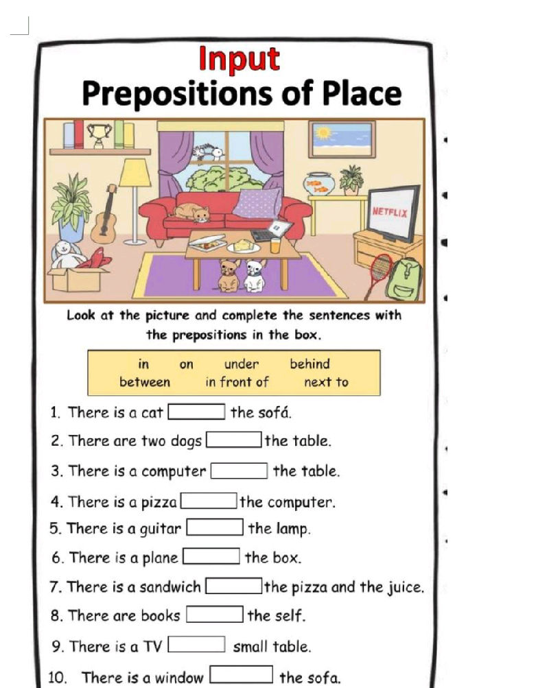 Input Prepositions of Place Look at the | StudyX