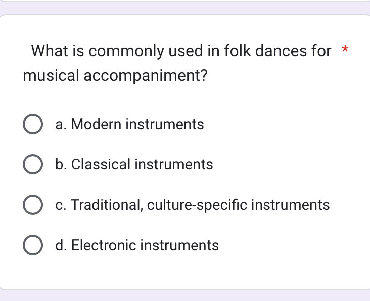 What is commonly used in folk dances for | StudyX