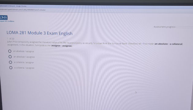 LOMA 281 Module 3 Exam English 1 of 20 | StudyX