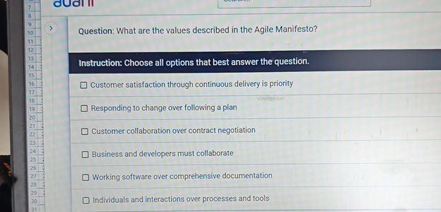 Question What are the values described in | StudyX