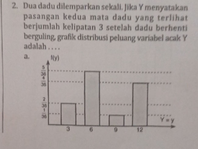 2 Dua dadu dilemparkan sekali Jika Y