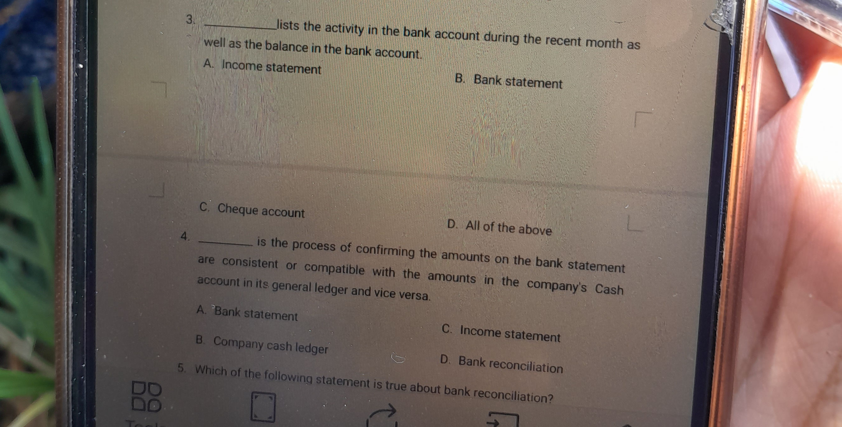 3 lists the activity in the bank account | StudyX