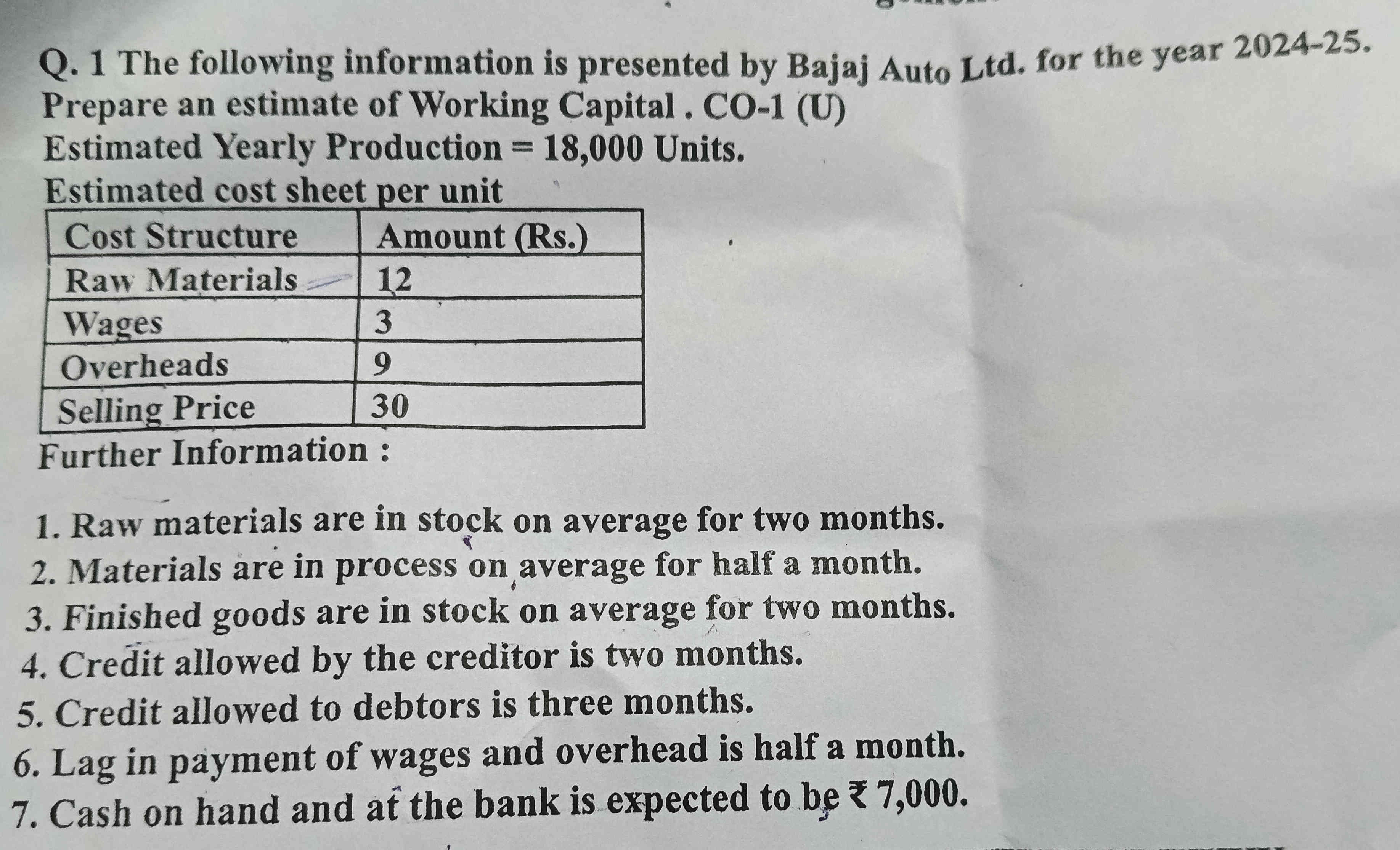 Q 1 The following information is presented | StudyX