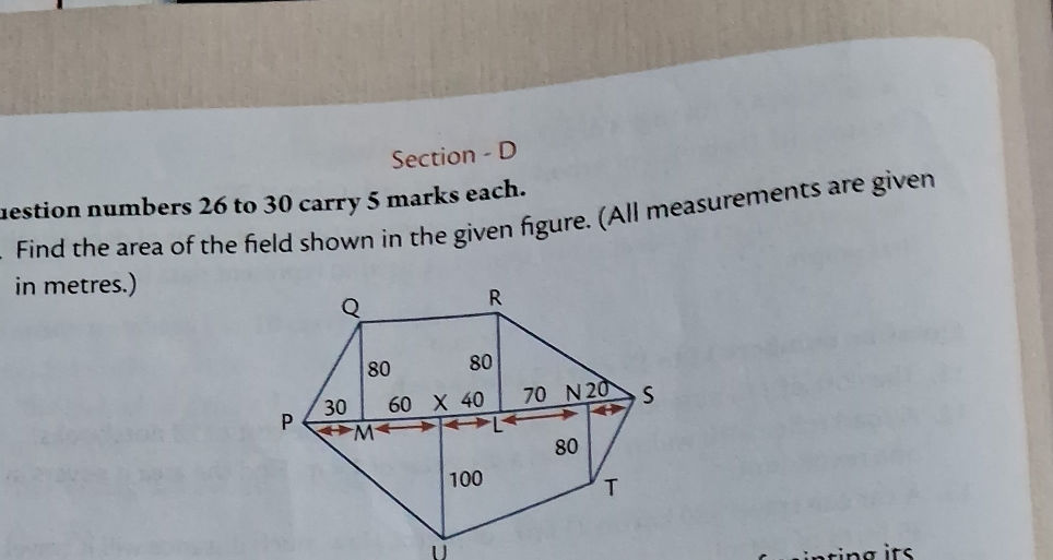 Find the area of the field shown in the | StudyX