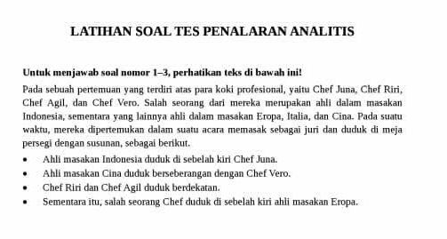 LATIHAN SOAL TES PENALARAN ANALITIS Untuk | StudyX