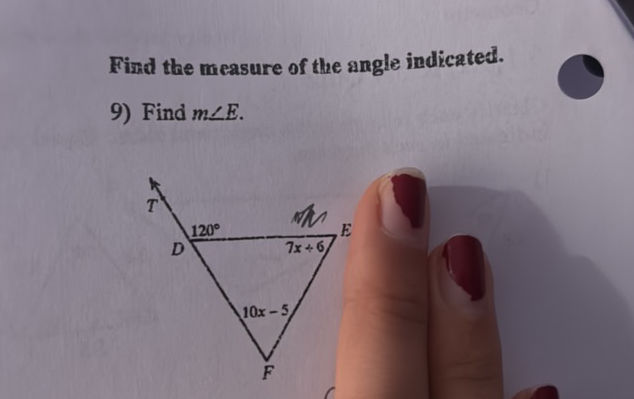 Find the measure of the angle indicated9) | StudyX