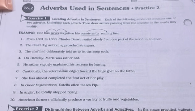 Exercise 1 Locating Adverbs in Sentences | StudyX