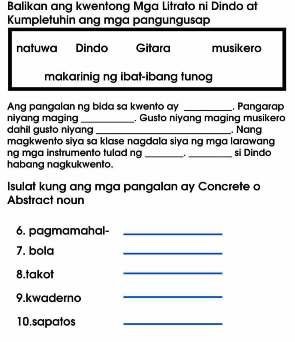 Balikan ang kwentong Mga Litrato ni Dindo at | StudyX