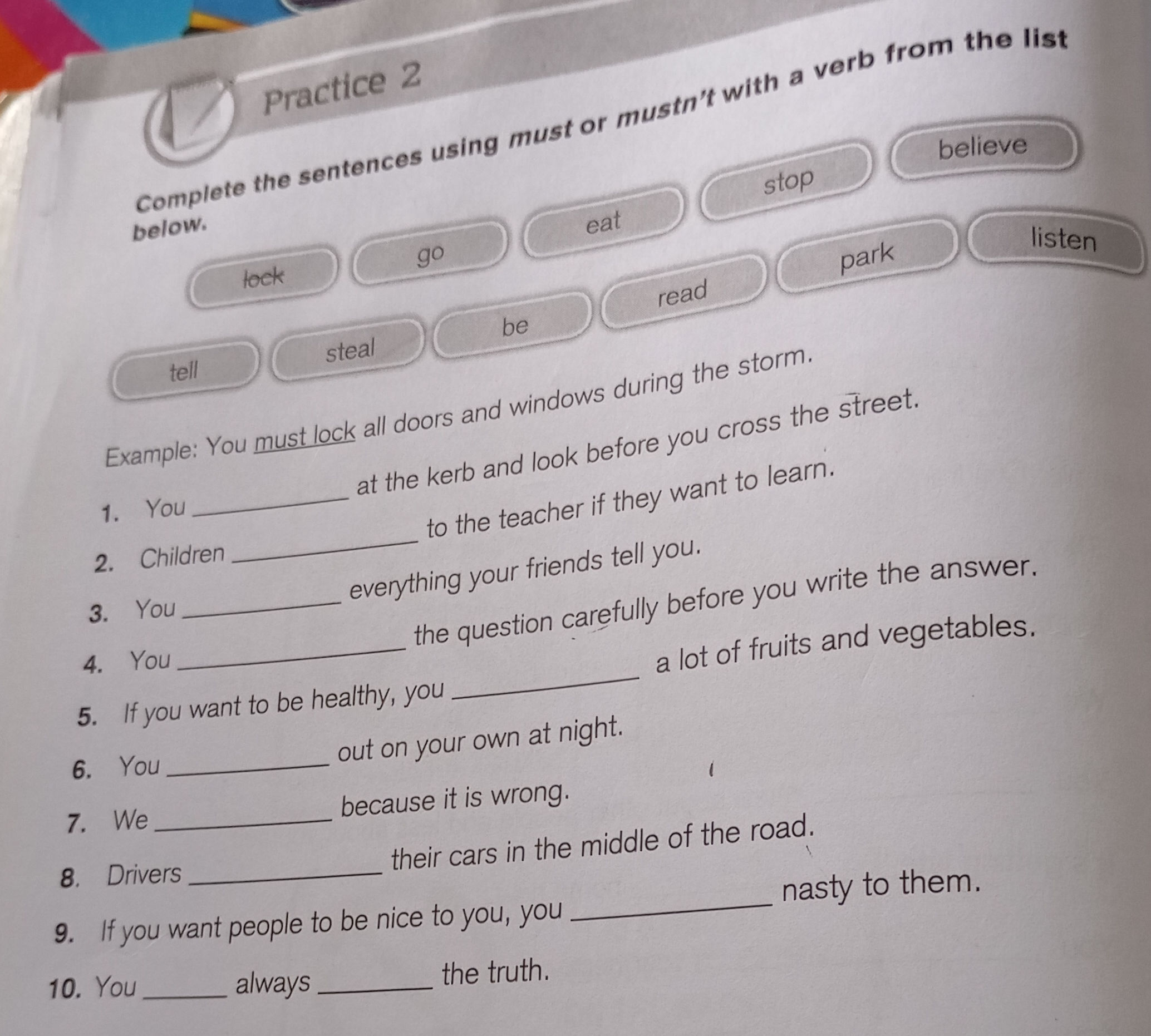 Practice 2 Complete the sentences using must | StudyX