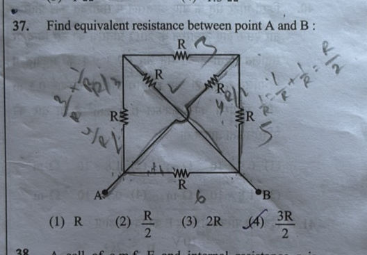 37 Find equivalent resistance between point | StudyX