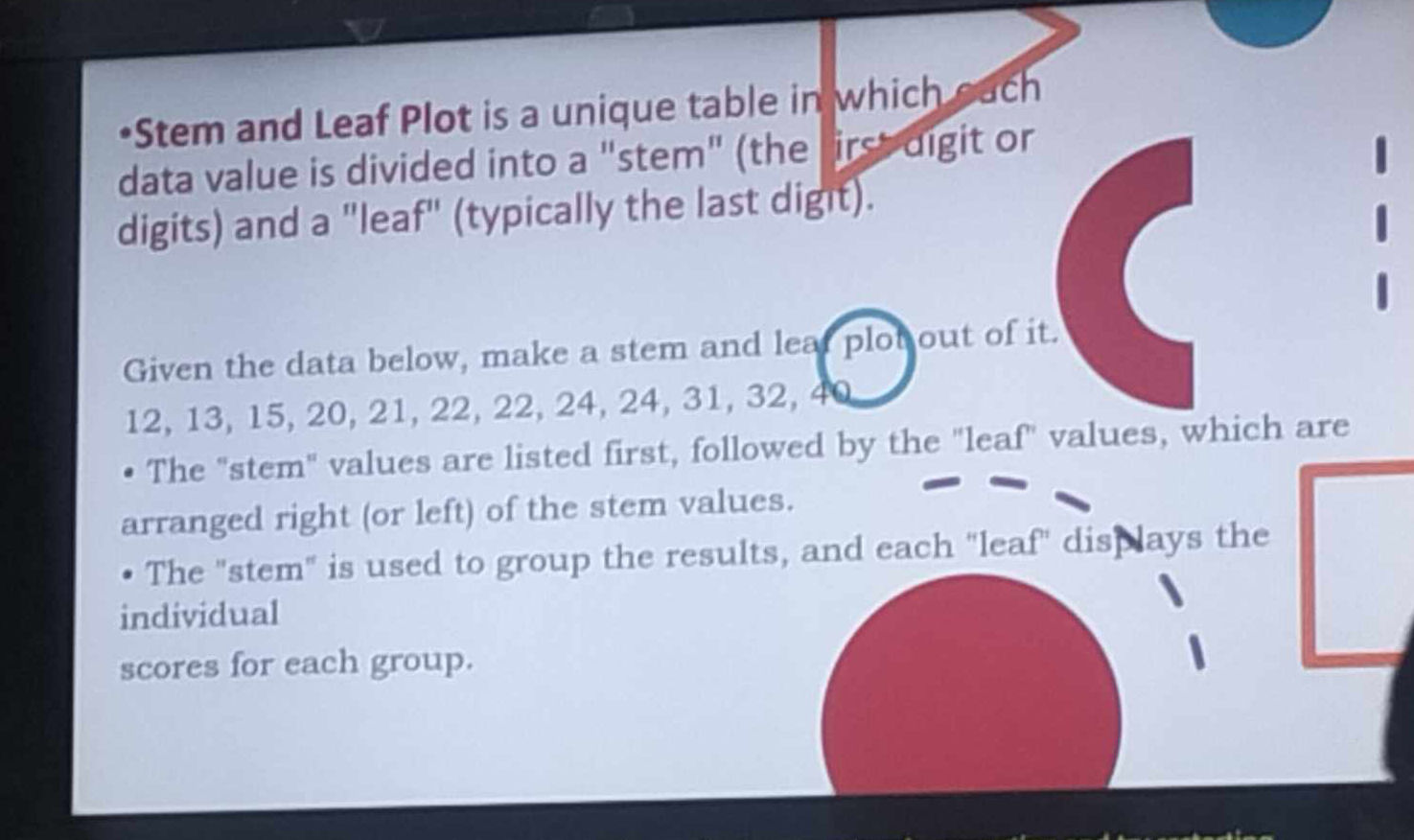 Stem and Leaf Plot is a unique table in | StudyX