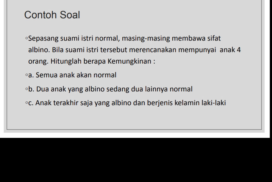 Contoh Soal Sepasang suami istri normal