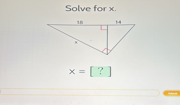 Solve for x Diagram showing a large triangle | StudyX