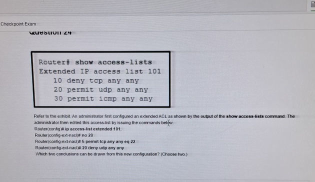 Router show access-lists Extended IP access | StudyX