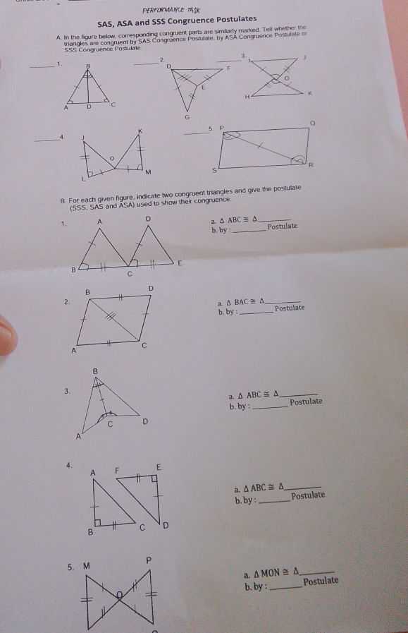 PERFORMANCE TASK SAS ASA and SSS Congruence | StudyX