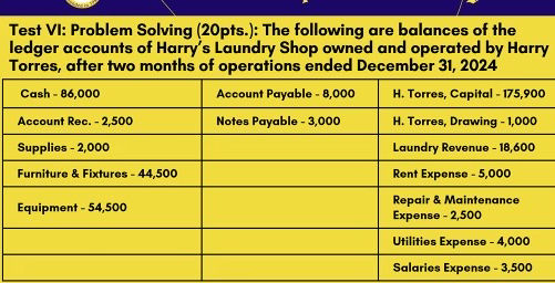 Test VI Problem Solving (20pts) The | StudyX