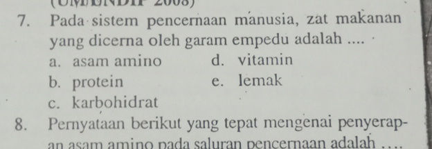 7 Pada sistem pencernaan manusia zat makanan | StudyX