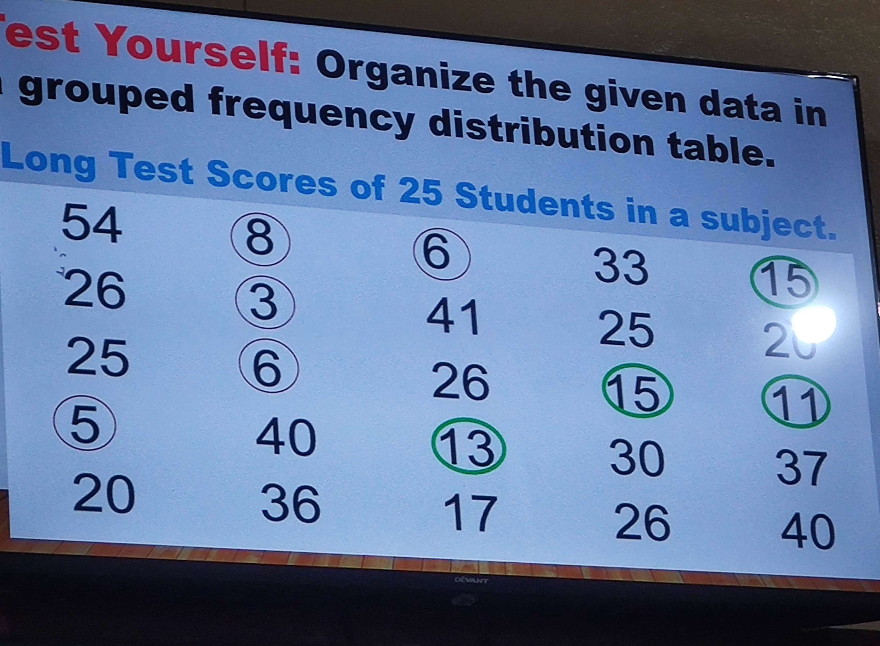 Test Yourself Organize the given data in a | StudyX