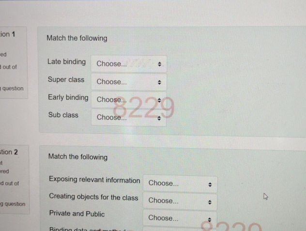Match the following Late binding Choose | StudyX