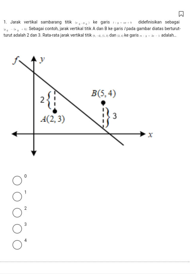 1 Jarak vertikal sambarang titik (x y) ke | StudyX