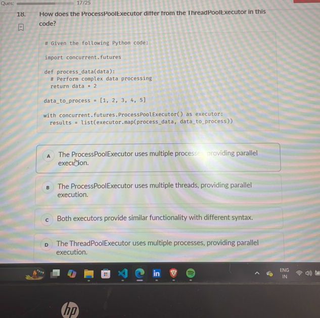 How does the ProcessPoolExecutor differ from | StudyX