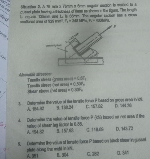 Situation 2 A 76 mm x 76mm x 6mm angular | StudyX