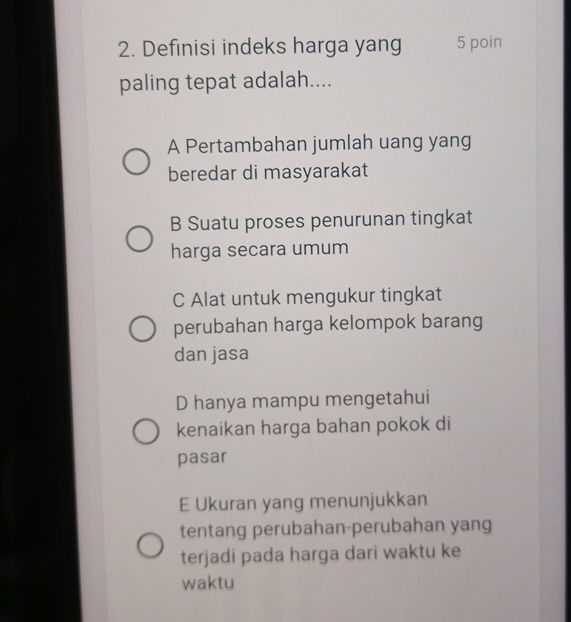 2 Definisi indeks harga yang paling tepat | StudyX