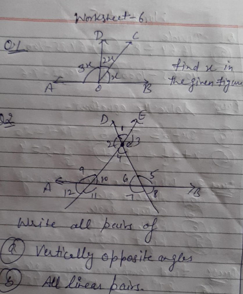 find x in the given figure write all pairs | StudyX