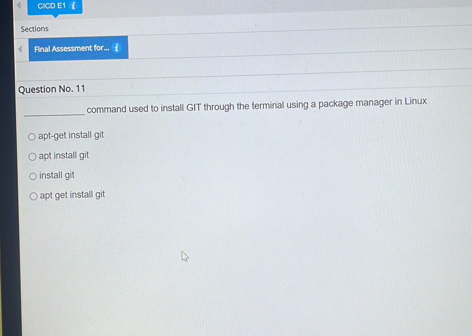 Question No 11 command used to install GIT | StudyX