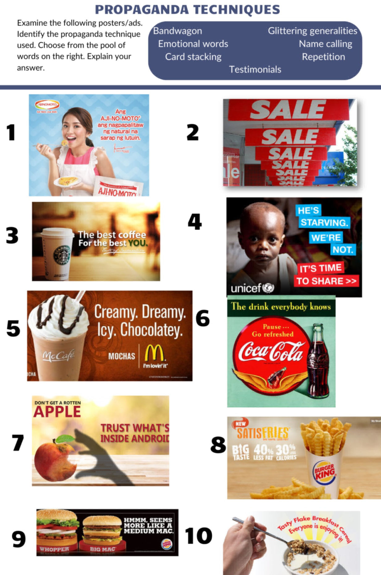 Examine the following posters/ads Identify