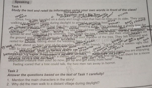 Speaking Task 1 Study the text and retell | StudyX