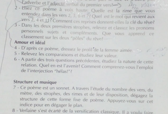 Ladverbe et ladjectif verbal du premier vers | StudyX